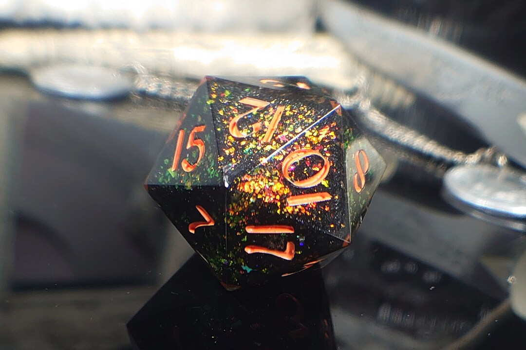 Solar Eclipse Dnd Single D20 Sharp Edge Polyhedral Handmade Resin Dice ...