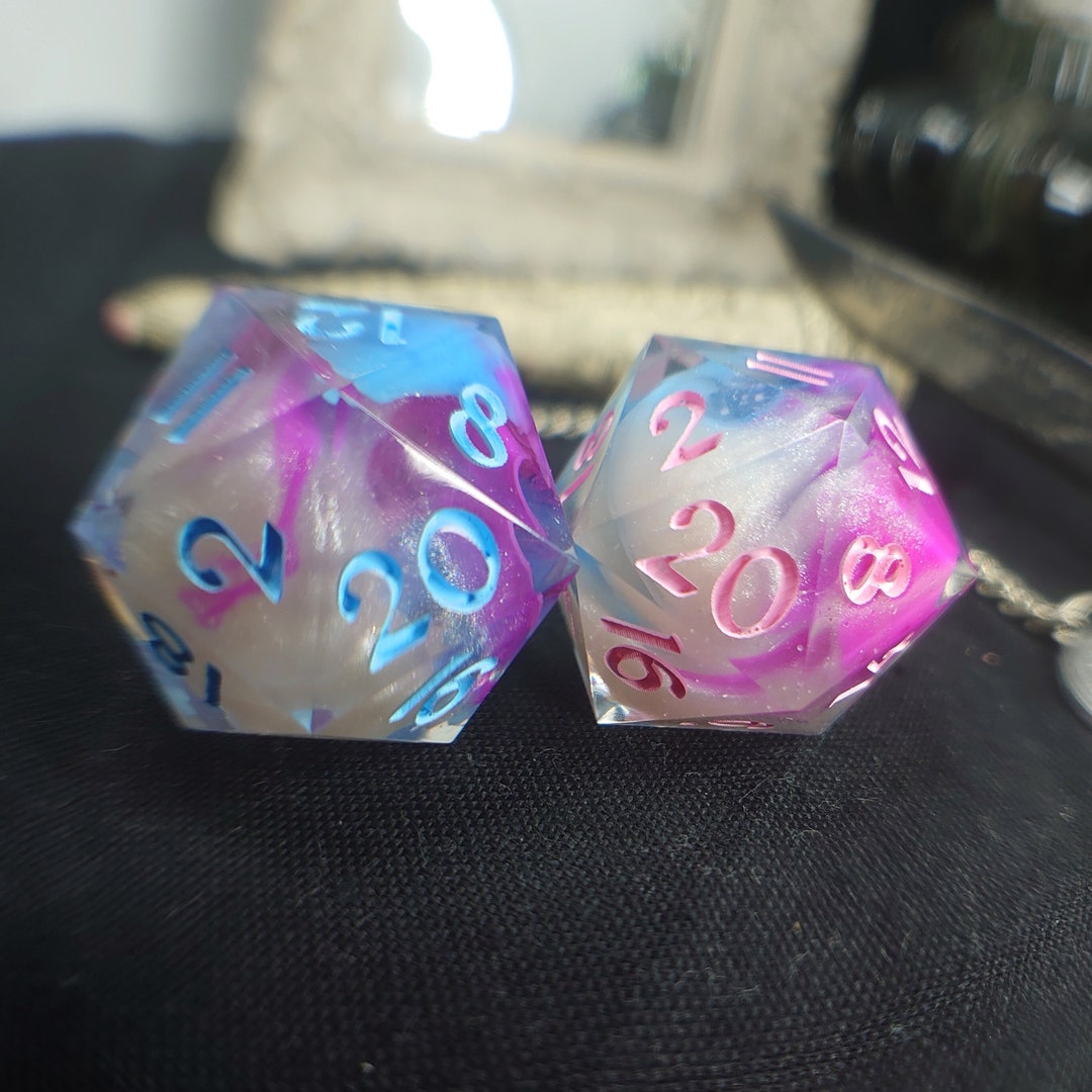 Handmade Resin D20 Dice Set: Beige, Pink & Blue Polyhedral Dice - Etsy UK