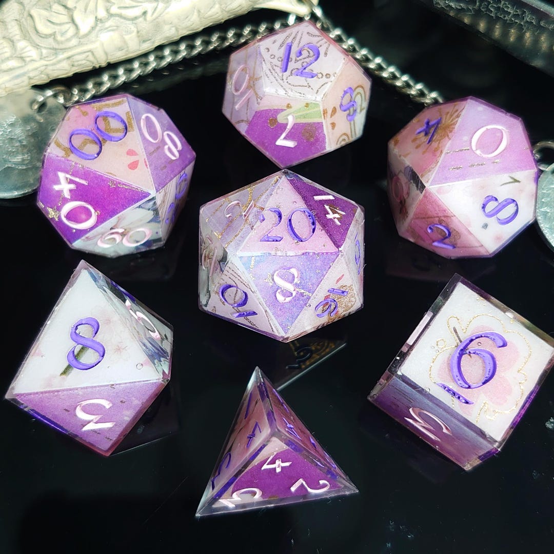 Patchwork Kawaii - Dnd Dice Set – 7 Piece Handmade Sharp Edge ...