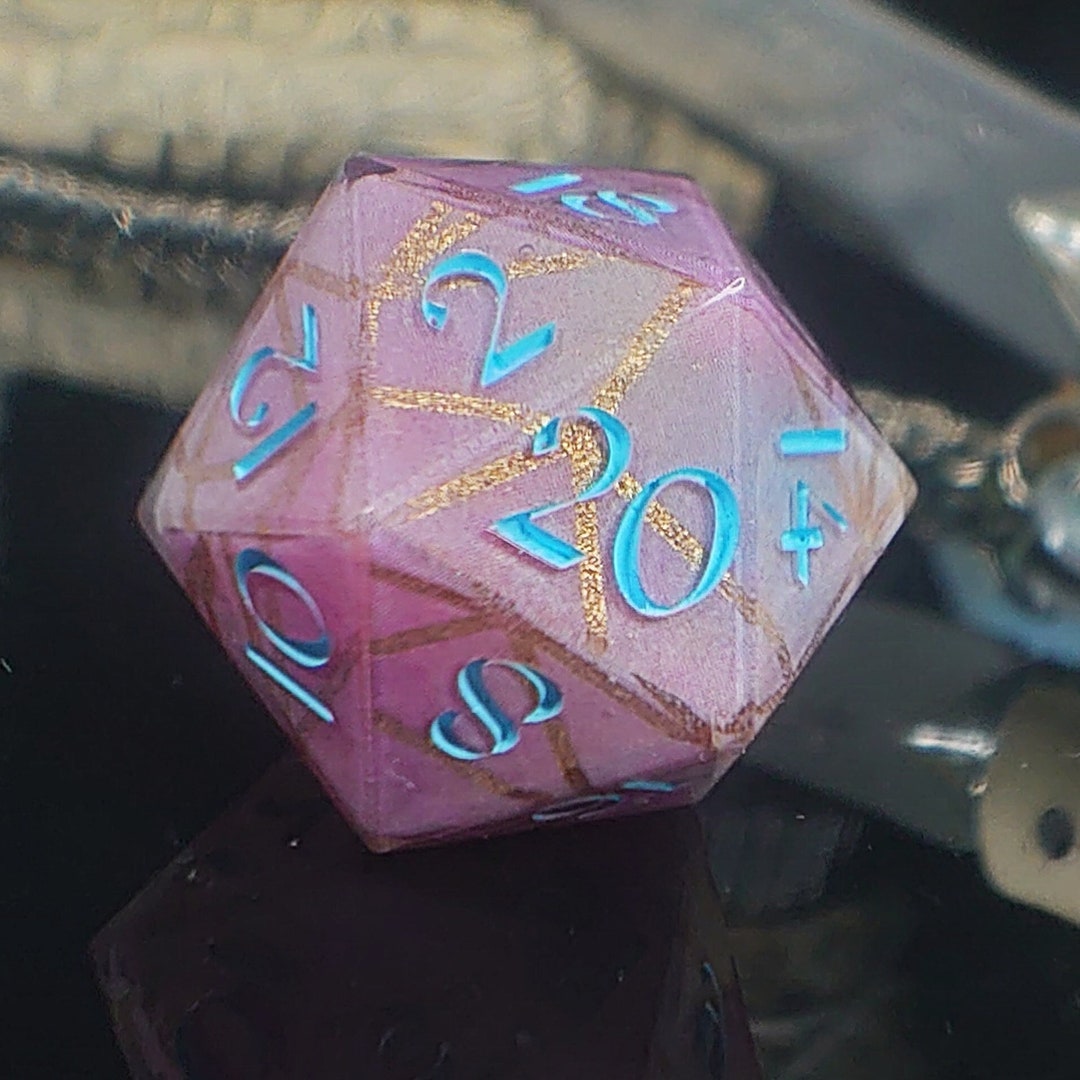 Pink Honeycomb Dnd Single D20 Sharp Edge Polyhedral Handmade Resin Dice ...