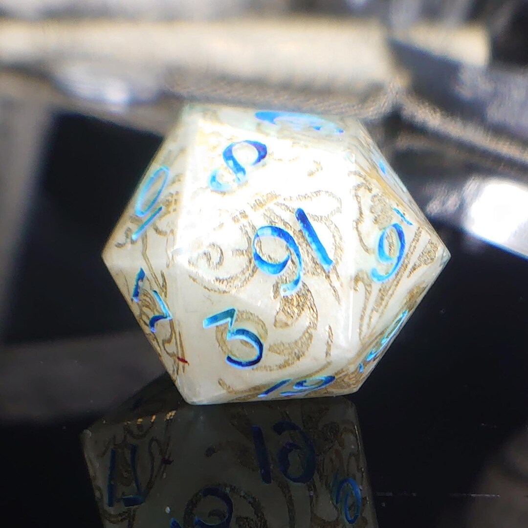 Golden Sigil - Dnd Single D20 - Sharp Edge Polyhedral Handmade Resin ...