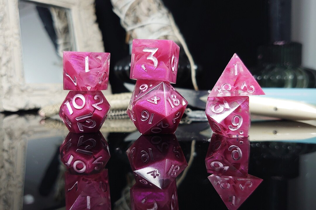 Melted Rose - Partial Dnd Dice Set - 6 Piece Handmade Sharp Edge ...