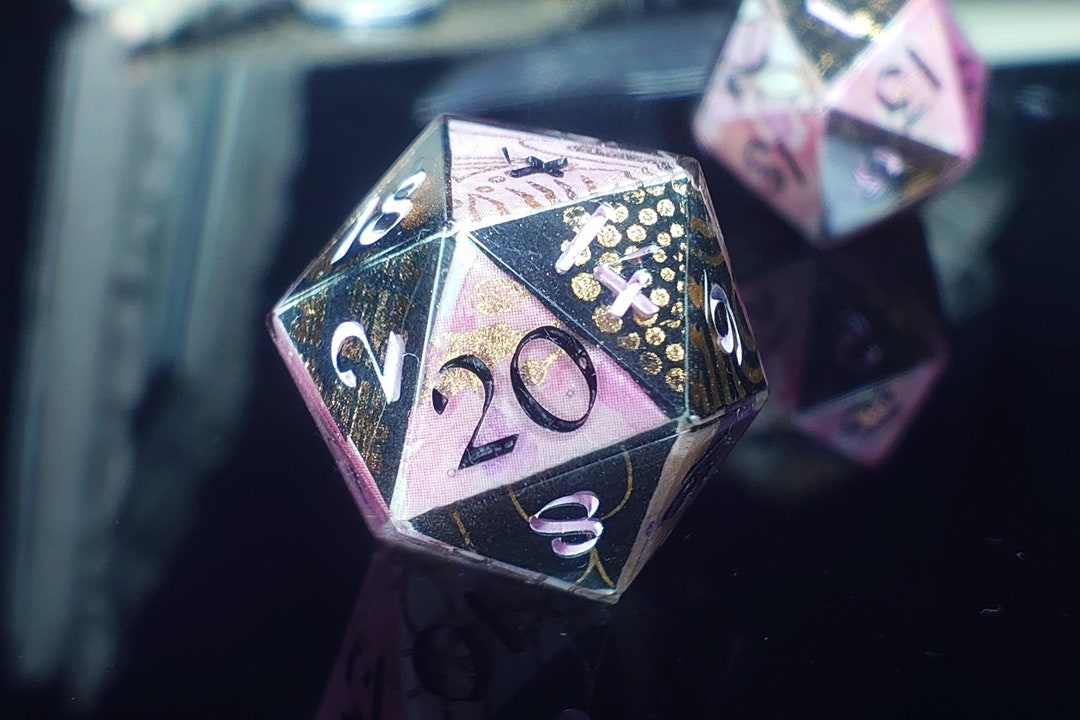 Patchwork Pastel Goth - Dnd Single D20 - Sharp Edge Polyhedral Handmade ...