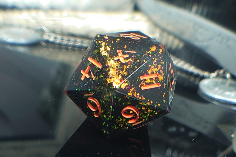 Solar Eclipse Dnd Single D20 Sharp Edge Polyhedral Handmade Resin Dice ...