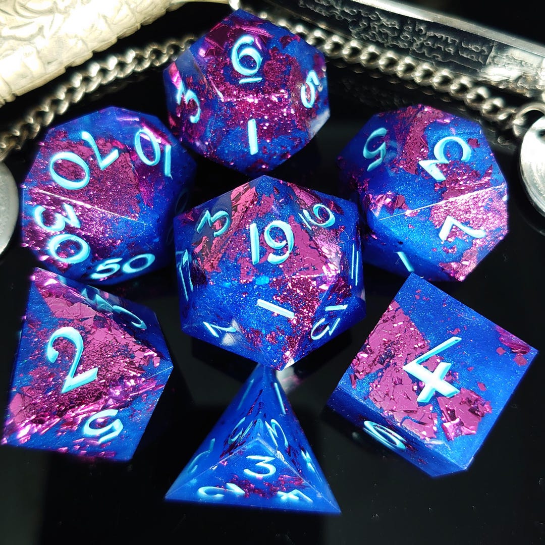 Stands for Jinx! - Dnd Dice Set – 7 Piece Handmade Sharp Edge ...