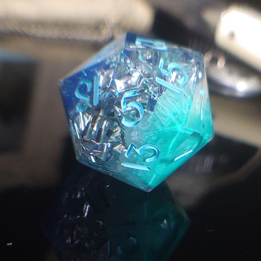 Glacial River - Dnd Single D20 - Sharp Edge Polyhedral Handmade Resin ...