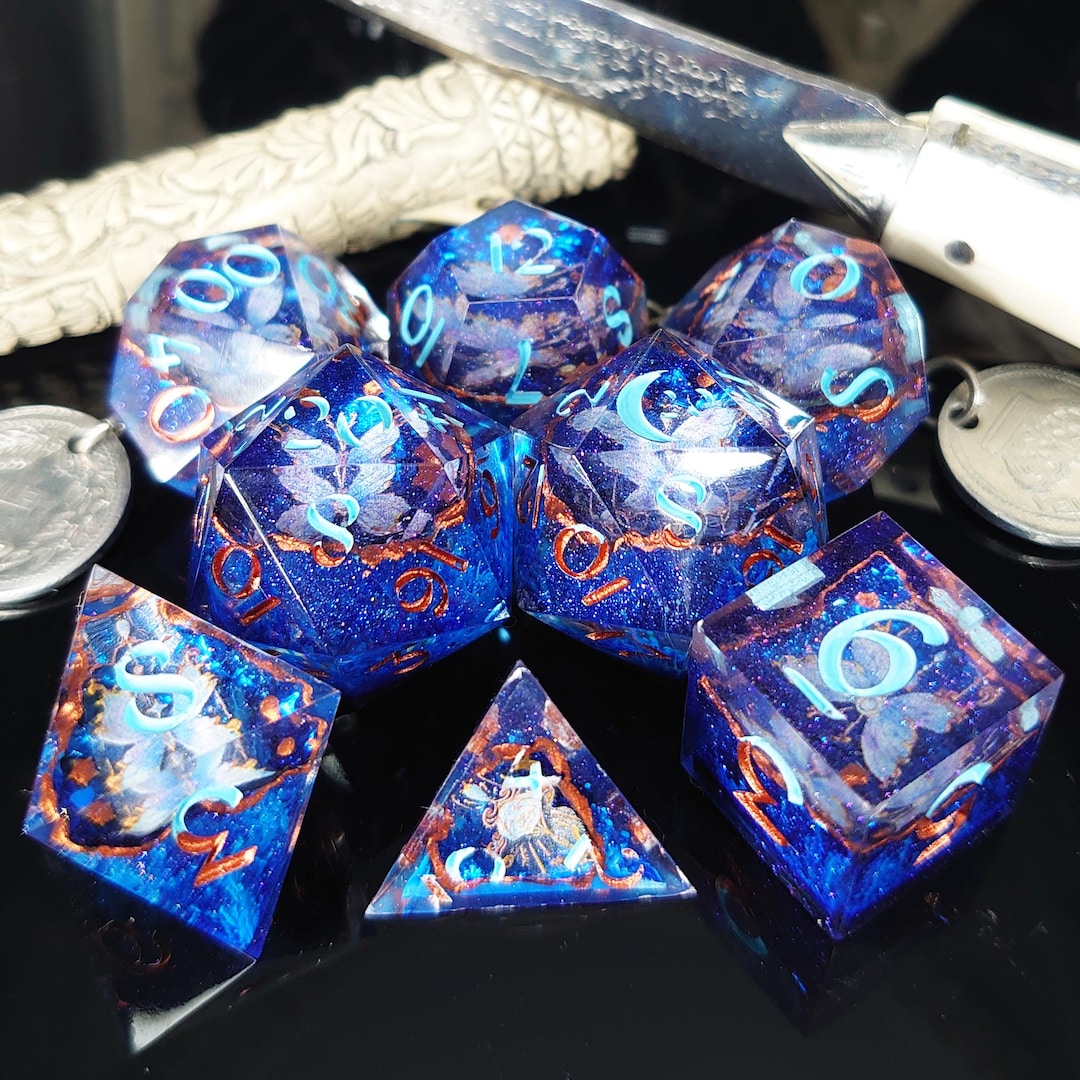 Sapphire Pr|son - Dnd Geode Dice Set - Handmade Sharp Edge Polyhedral ...
