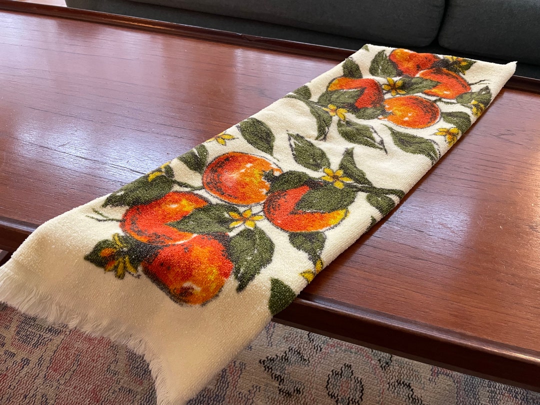 Vintage 1970s Peach Print Sayco Kitchen Towel - Etsy