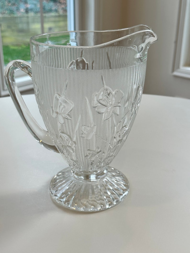 Iris and Herringbone Water Pitcher - Etsy