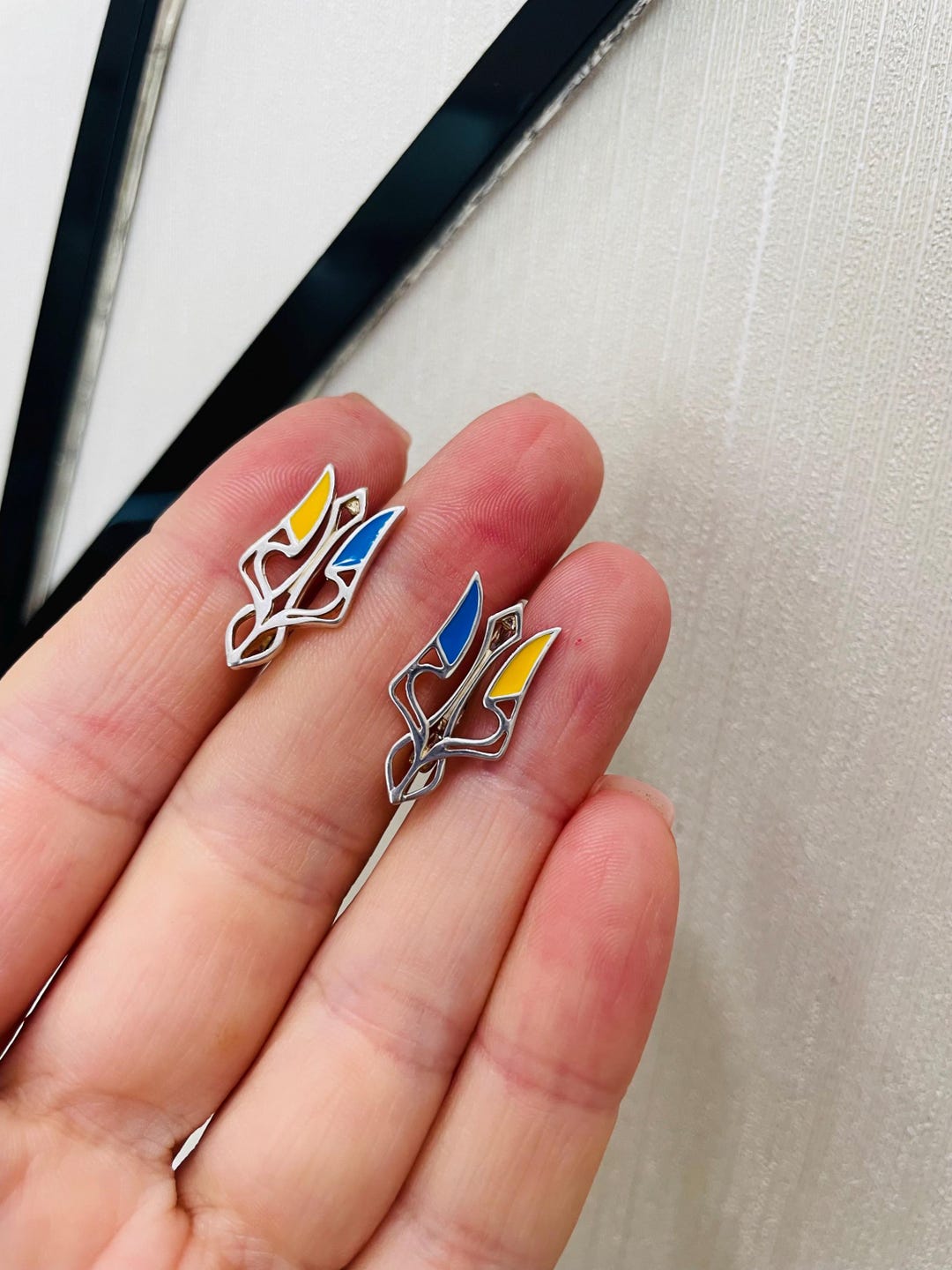Ukrainian Tryzub Trident Earrings - Handcrafted Silver 925 Ukraine ...