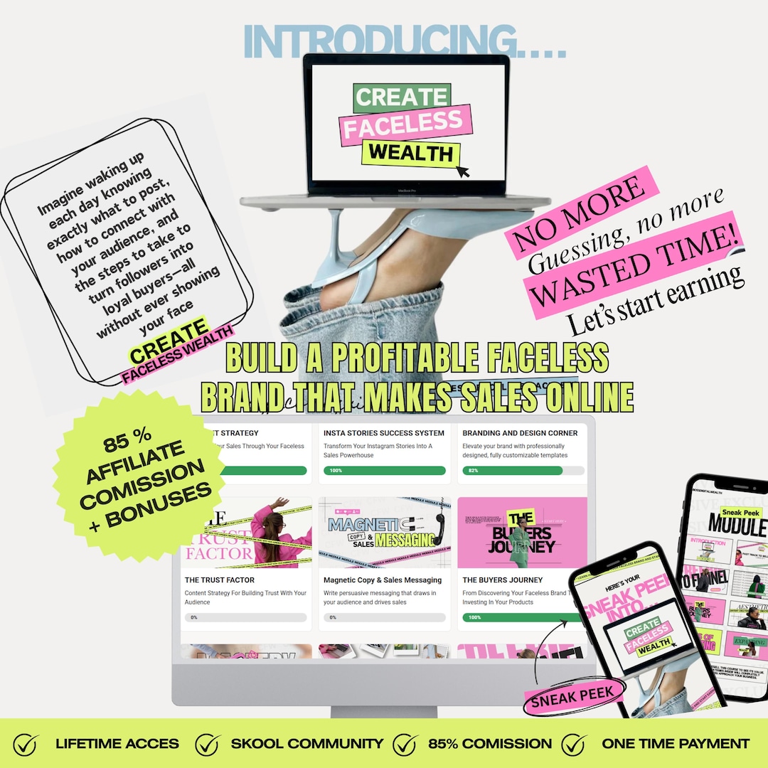 CFW Create Faceless Wealth Course With 85% Affiliate Course Faceless ...