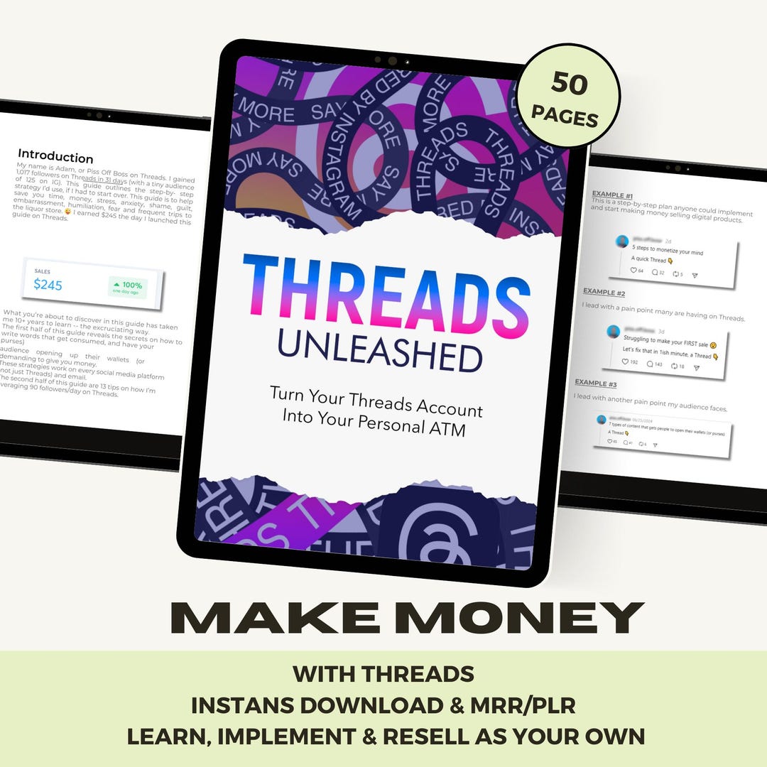 Threads Unleashed Ebook: Grow Followers & Make Money (MRR) - Etsy
