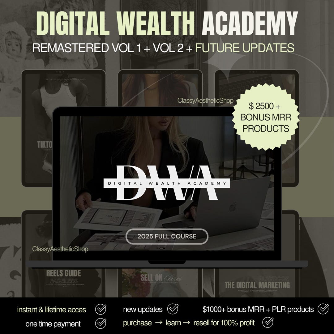 DWA Digital Wealth Academy course Digital Marketing Course with Master Resell Rights MRR PLR ...