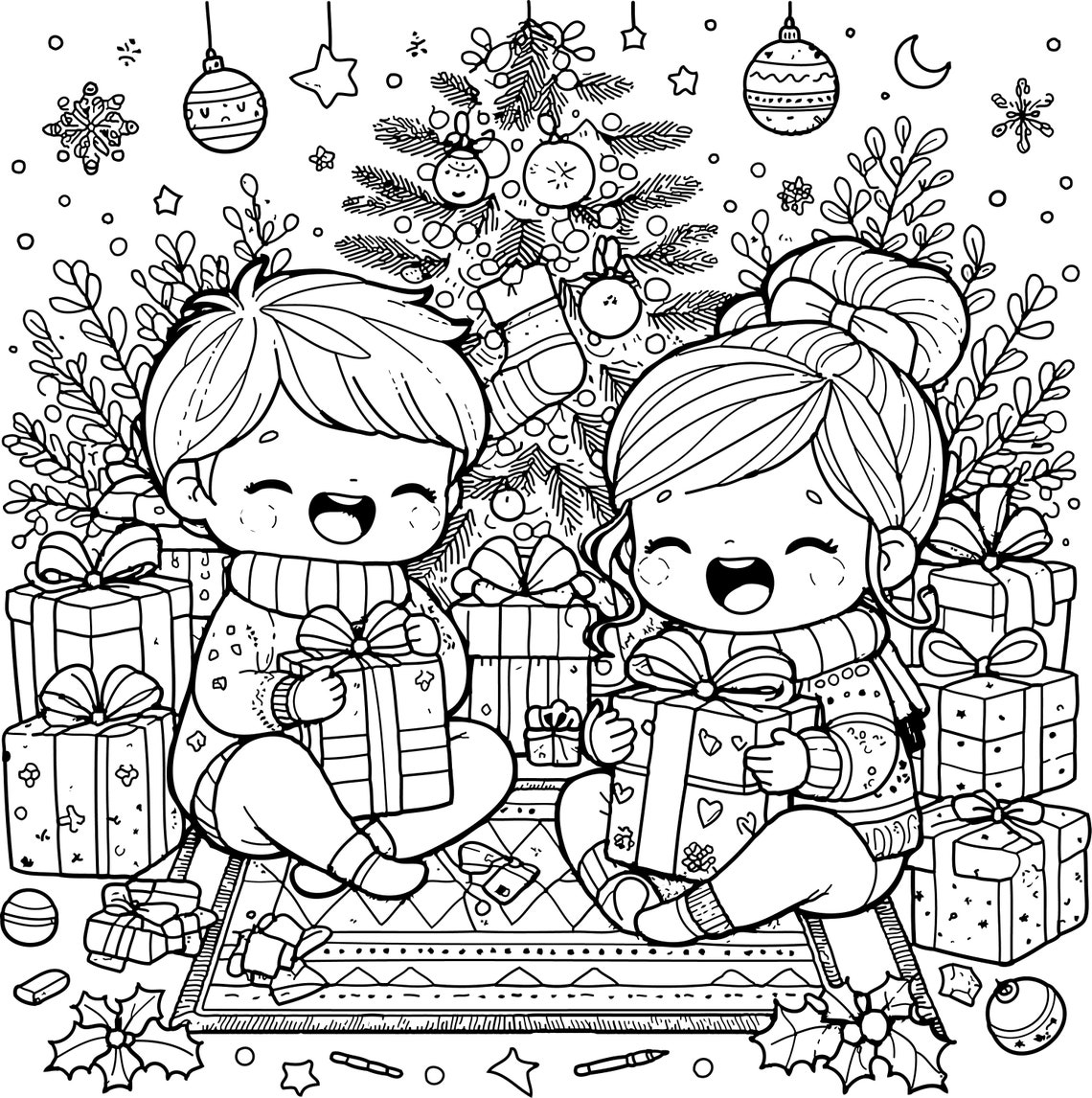 Charming Christmas Coloring: 10 Easy-to-color Festive Pages for Kids ...
