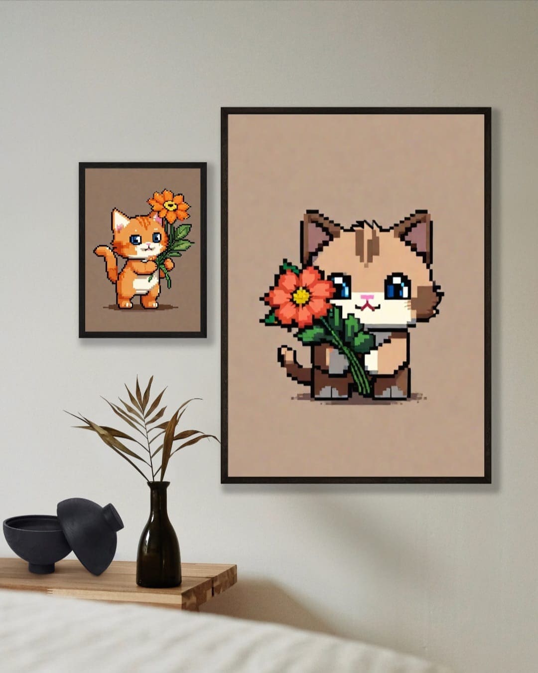 4 Cats Pixelart Printables Set - Etsy