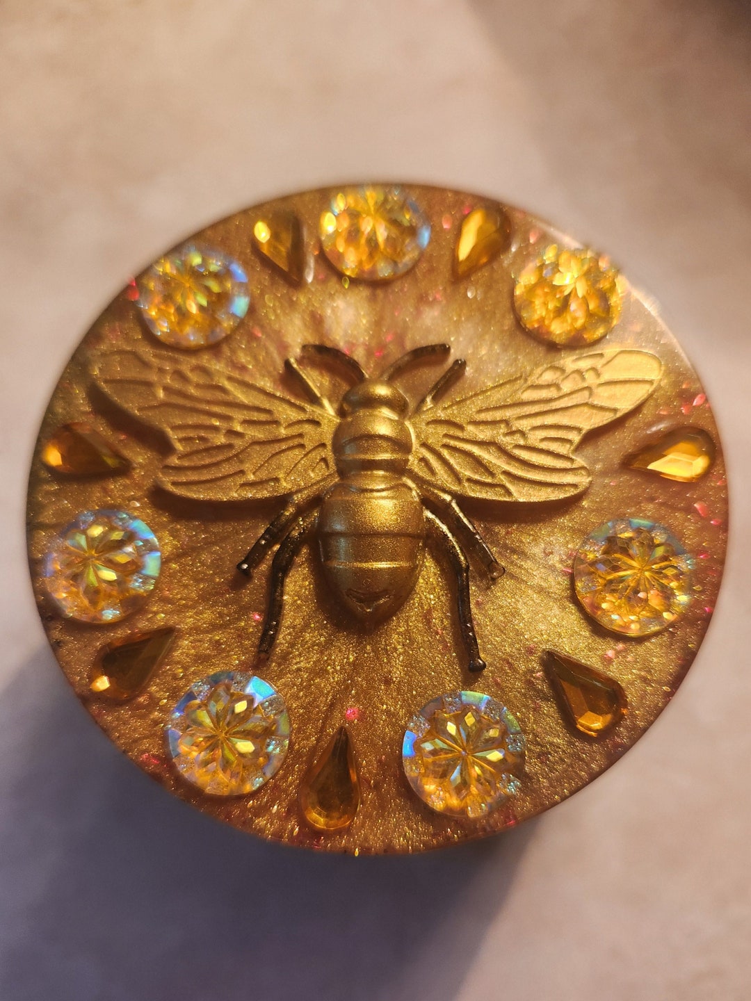Gold Bee-themed Jewelry Box, Decorative Trinket Holder, Decorative ...