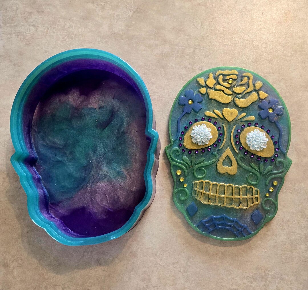 Sugar Skull Storage Box,skull Decor,skull Keepsake Box,skull Stash Box ...