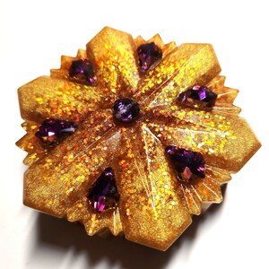 Golden Mango Treasure Box Hexagon Jewelry Box With Purple Crystals ...