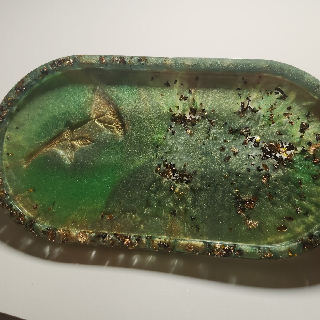 The Olive Green & Gold Dandelion Jewelry Tray - Etsy