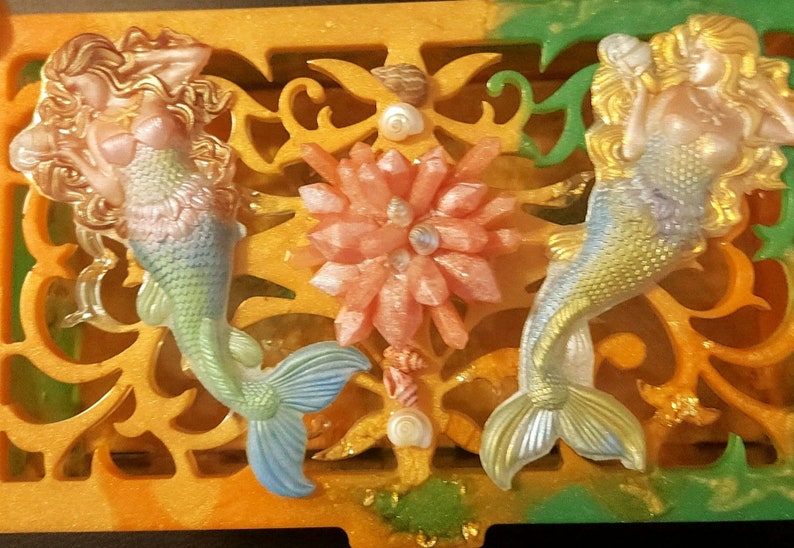 Mermaid Sisters Treasure Chest Box, Nautical Storage Box , Underwater ...