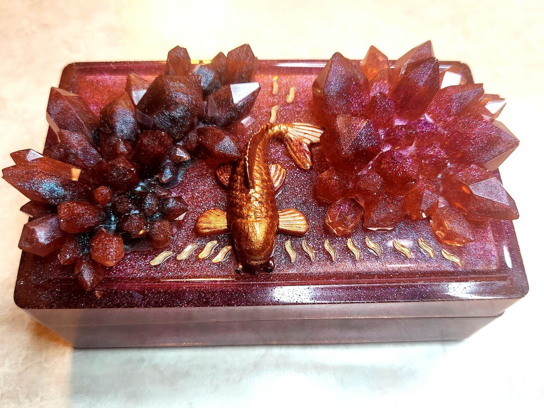 Custom Purple and Pink Koi Pond With a Copper Koi Fish Treasure Box ...