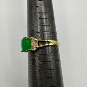 Vintage Gold Jade Ring | Small Emerald Green Fun Jade Lucky Gemstone ...