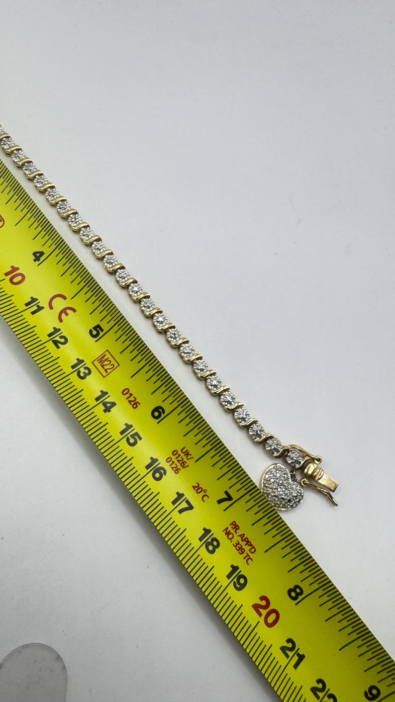 Vintage Diamond Chip Heart Bracelet Golden 925 Sterling Silver - Etsy
