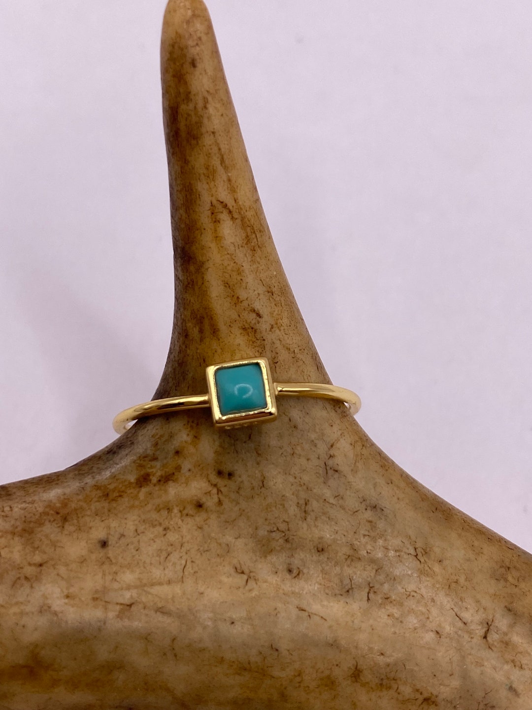 Vintage Tiny Turquoise Stacking Promise Ring - 925 Sterling Silver Gold ...