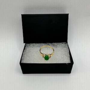 Vintage Gold Jade Ring | Small Emerald Green Fun Jade Lucky Gemstone ...