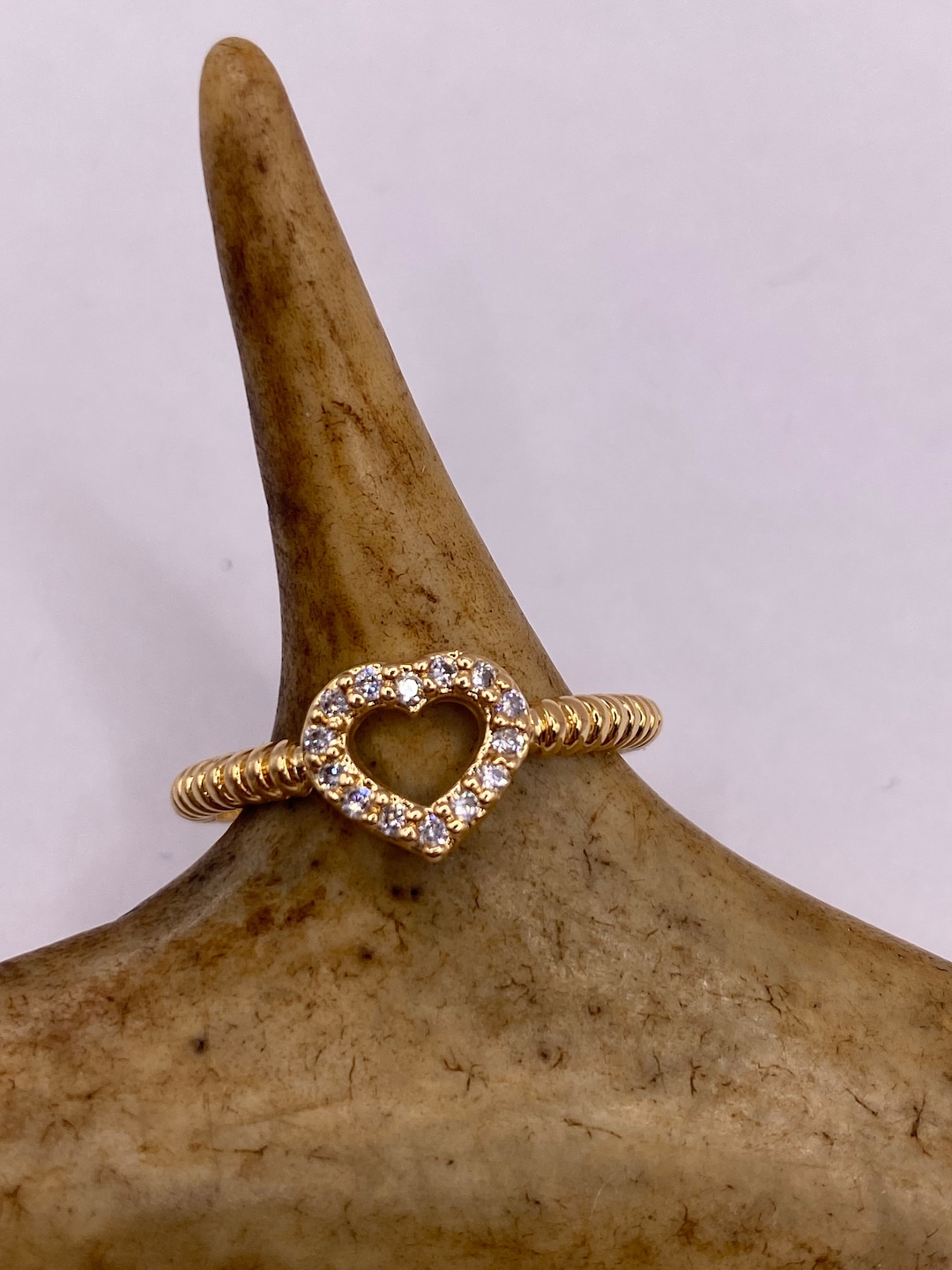 Vintage Tiny Gold Heart Stacking Promise Ring - 9K Gold Band Minimalist ...