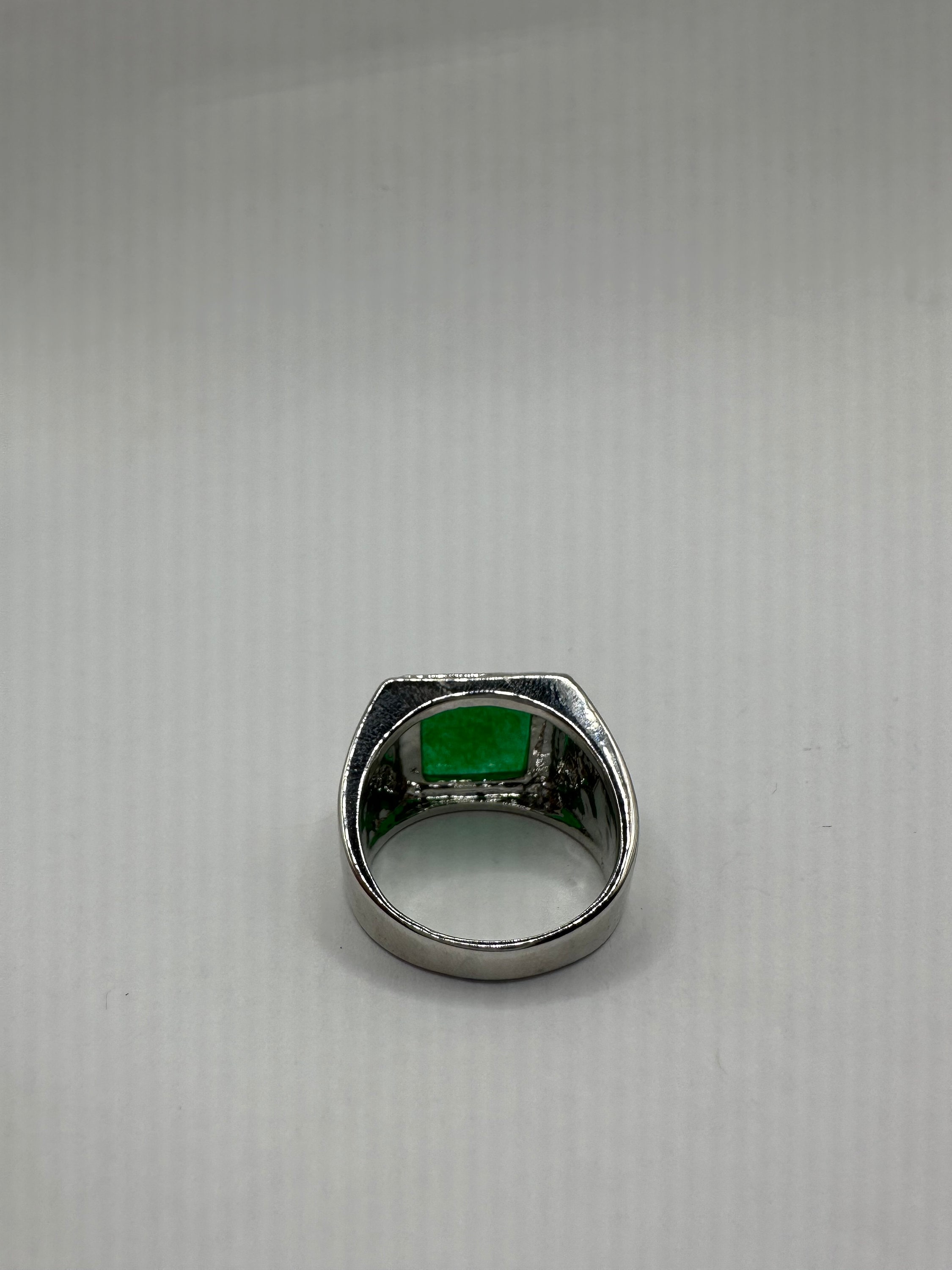 Vintage Silver Jade Ring: Large Emerald Green Stone, Statement Cocktail ...