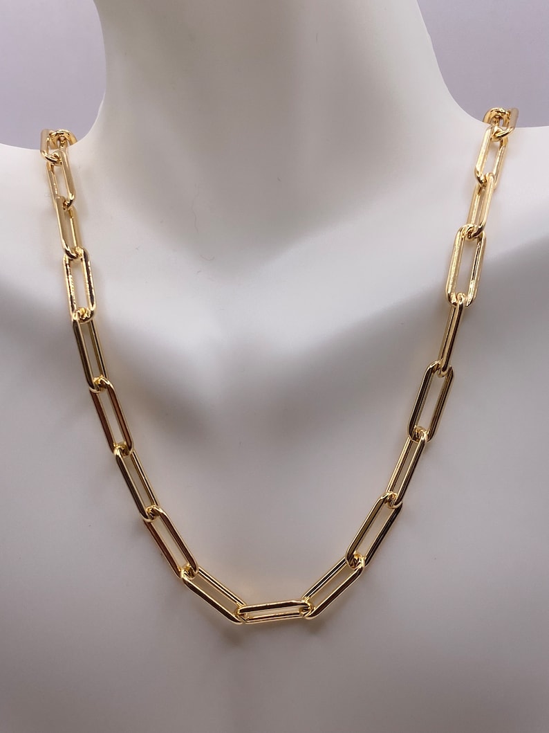 Vintage Gold Chain Link Necklace 9K Gold Filled Large Layered Stacked ...