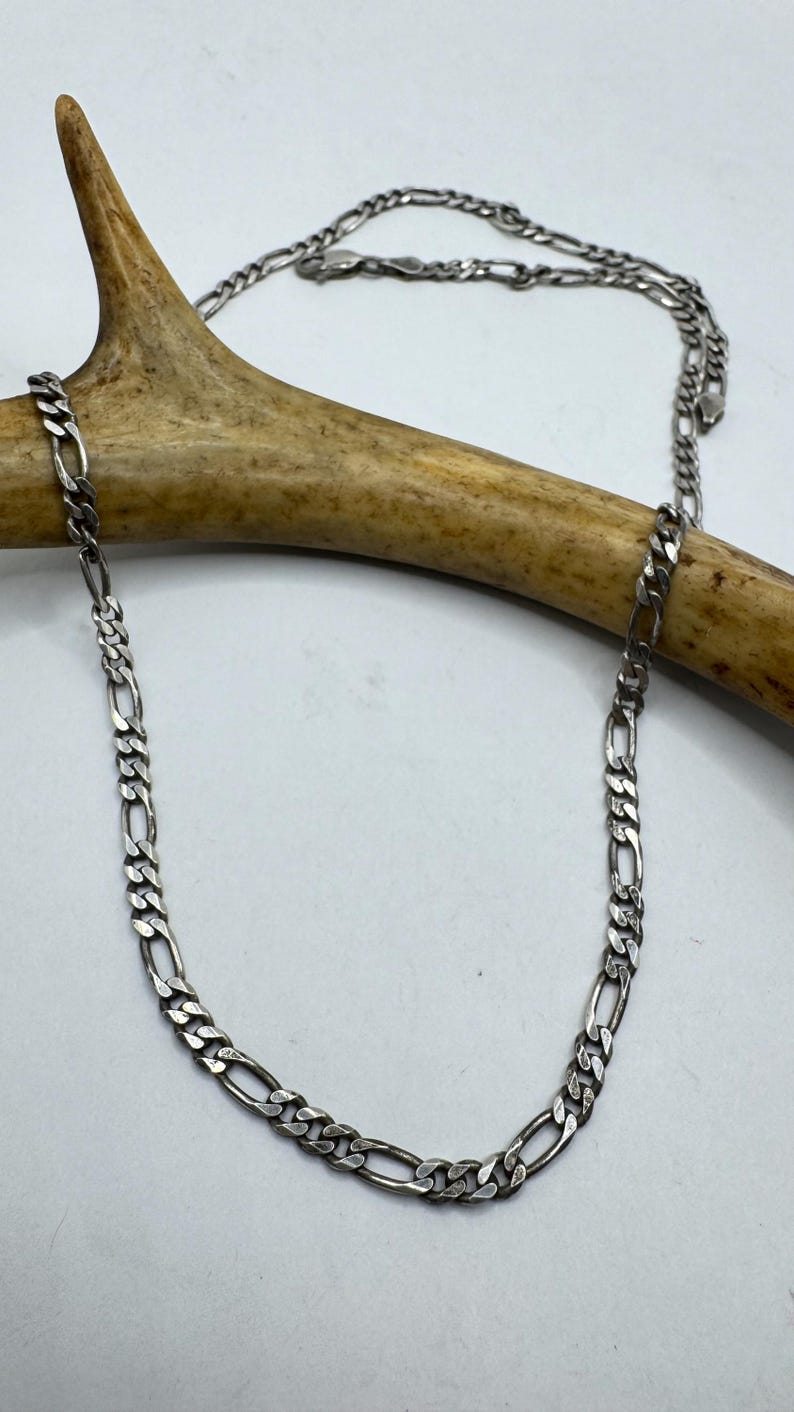 Vintage Sterling Silver Figaro Link Chain Necklace - 22 Inch - Etsy