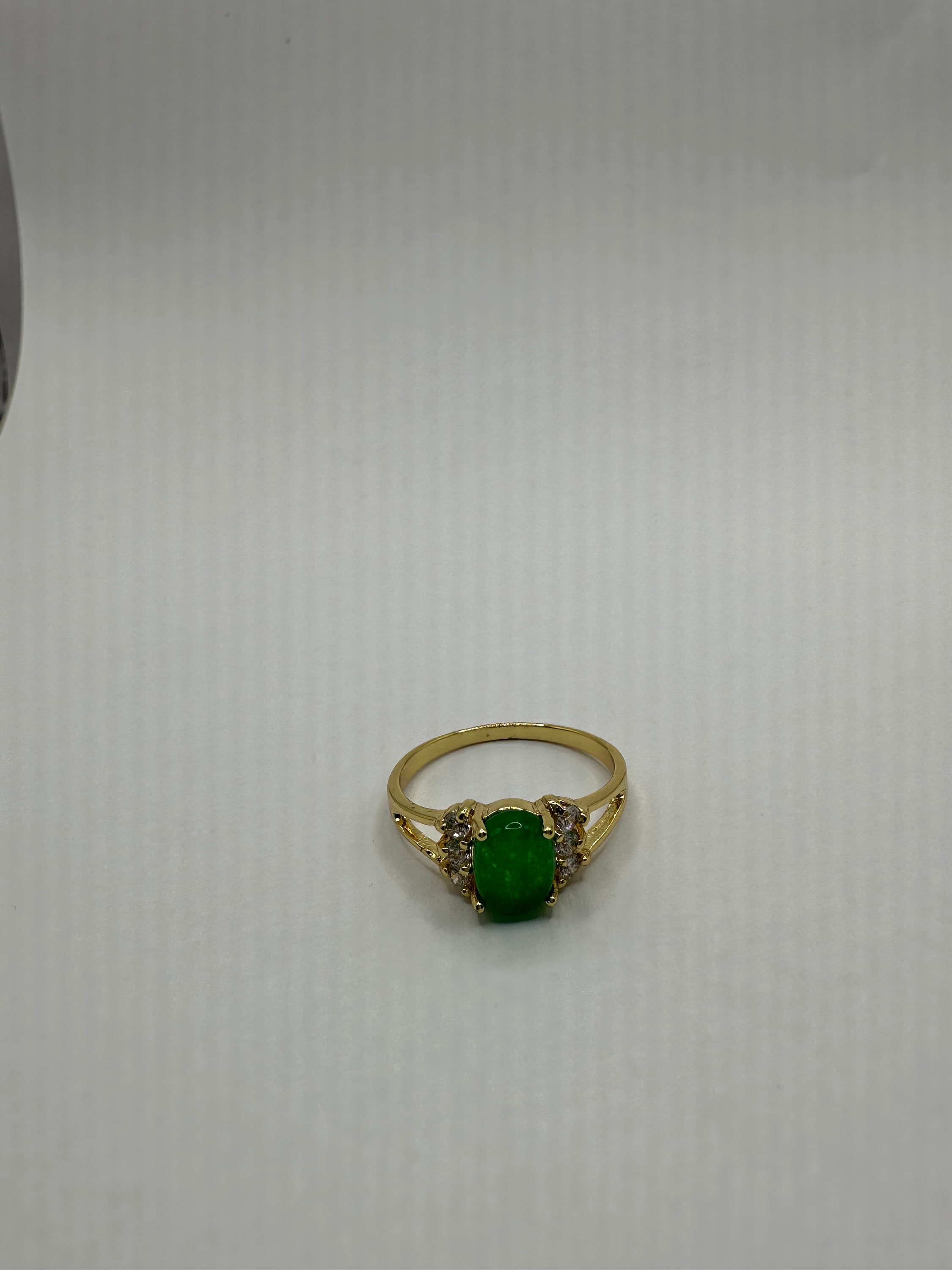Vintage Gold Jade Ring Small Emerald Green Fun Jade Lucky Gemstone ...