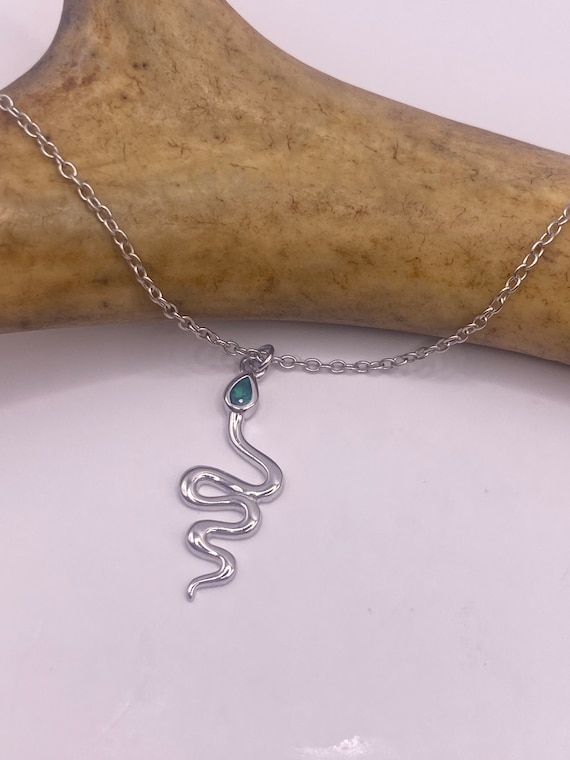 vintage silver tiny snake - Gem