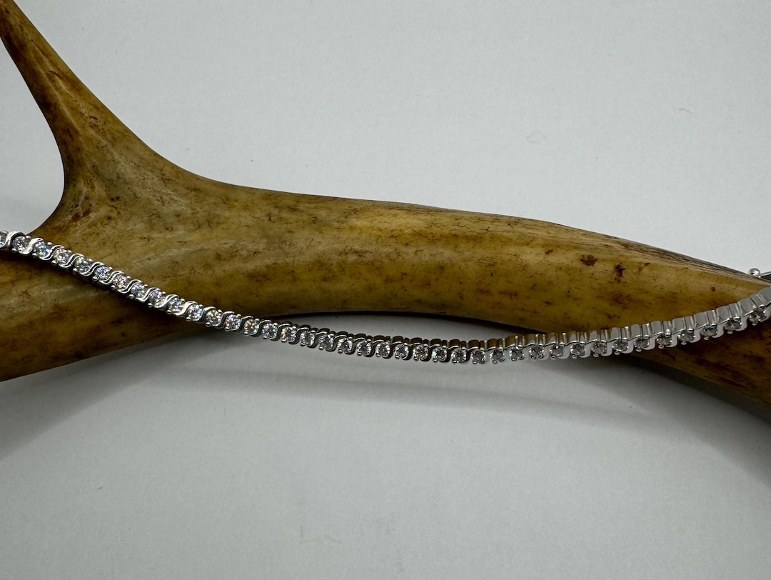 Vintage CZ Crystal Tennis Bracelet - Elegant 925 Sterling Silver ...