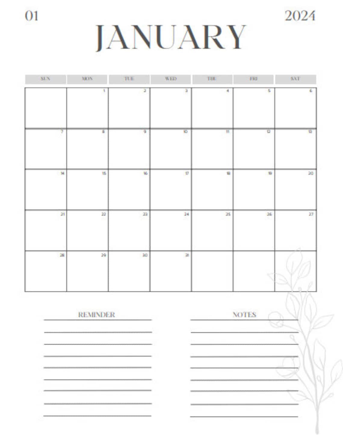 Floral 2024 Planner Monthly/weekly With NOTES - Etsy
