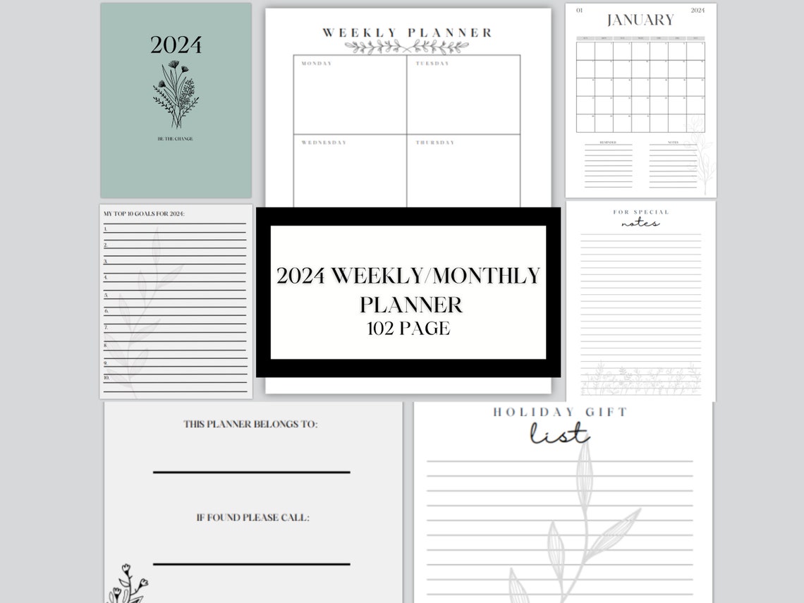 Floral 2024 Planner Monthly/weekly With NOTES - Etsy