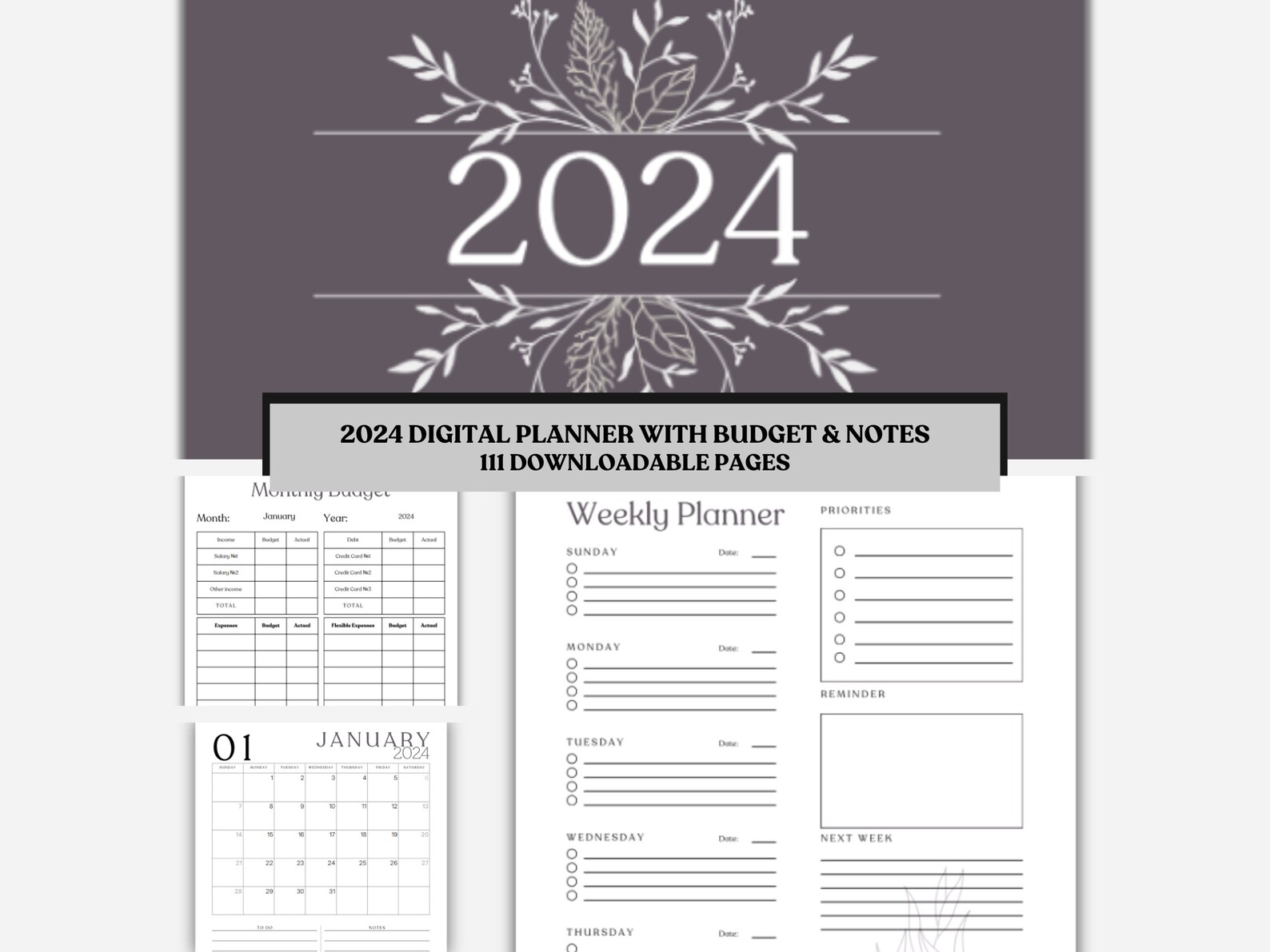 2024 Monthly/weekly Planner With Monthly Budget and Notes - Etsy