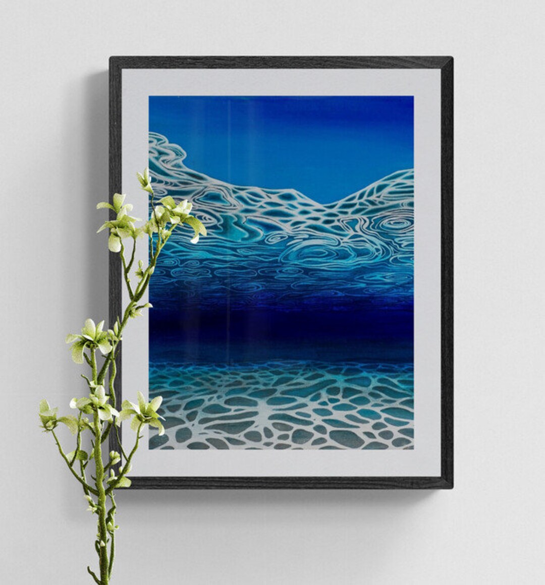 Hand Painted Original Fine Art Print, Underwater Home Decor Image, Deep ...