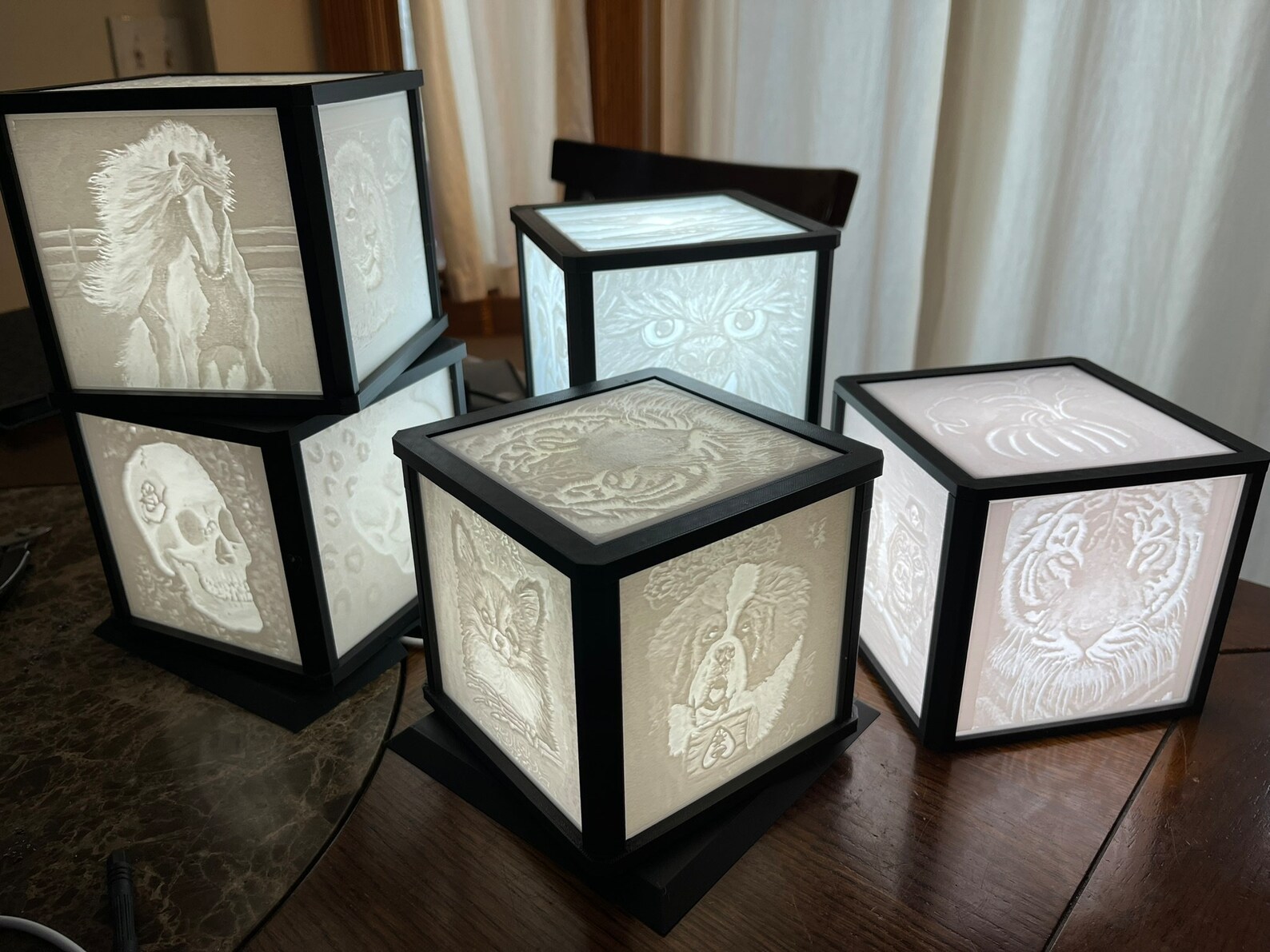 Personalized 5 Photo Rotating Lithophane Light Box - Etsy