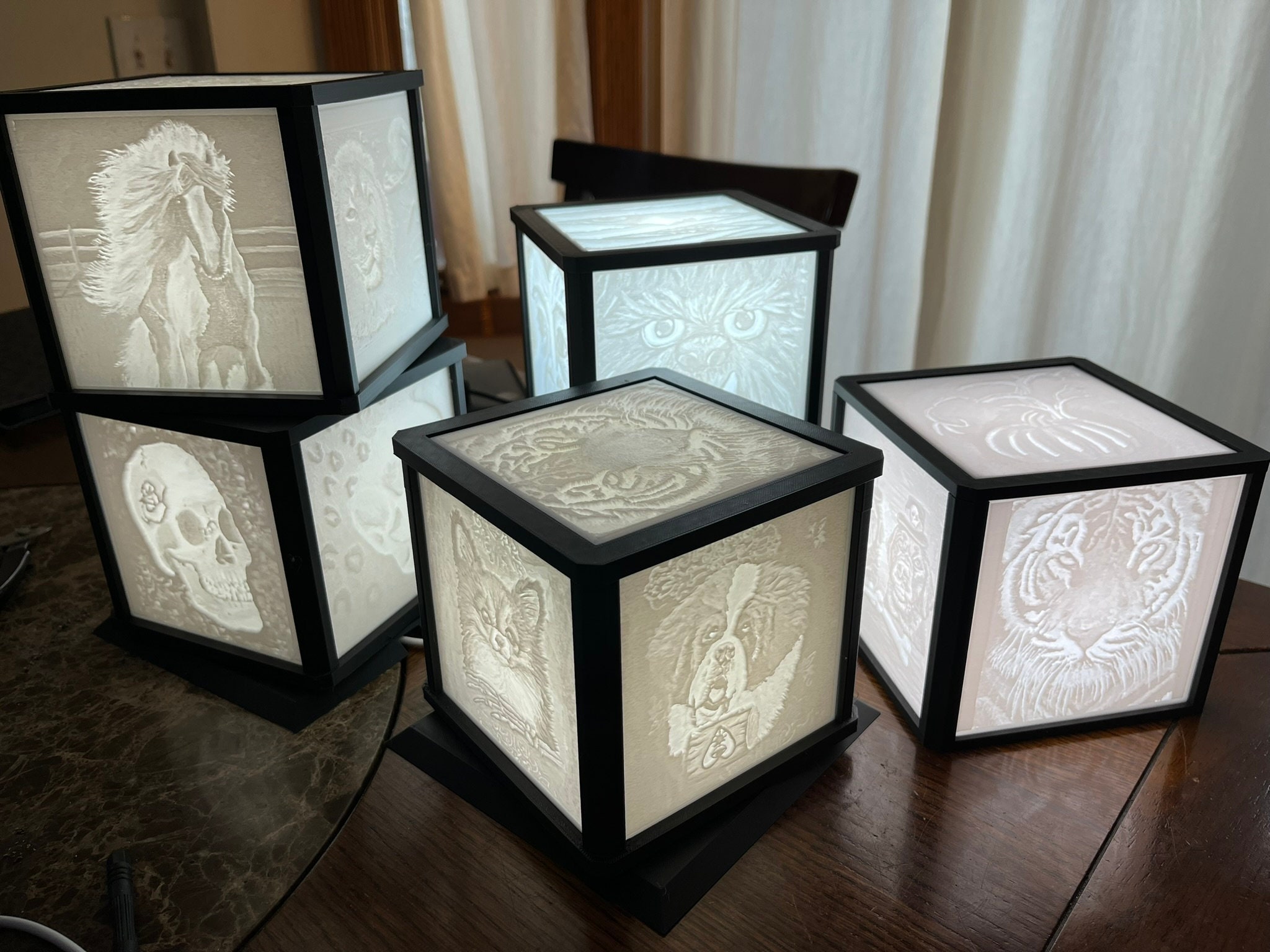 Personalized 5 Photo Rotating Lithophane Light Box - Etsy