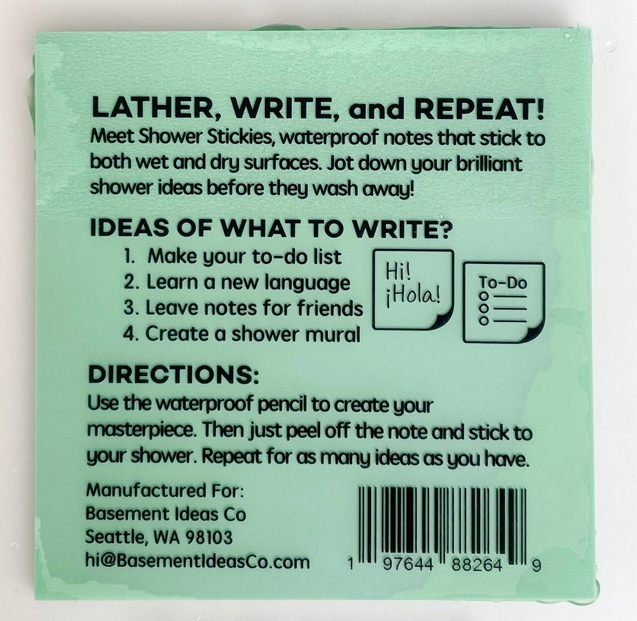 Shower Stickies: 50-pack Waterproof Notes With Suction Cup Pencil ...