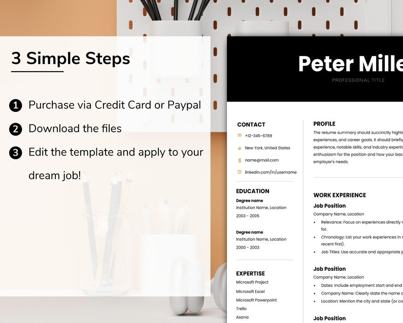 Ats-friendly Resume Template for Word & Mac Pages Including Cover ...