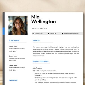 CV Template | Professional Resume With Photo for Word & Mac Pages ...