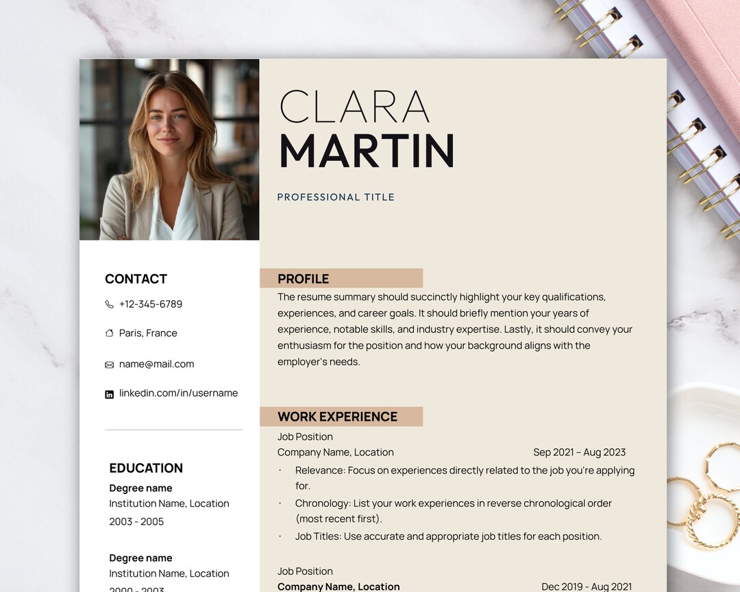 Modern CV Template Word & Mac Pages Including Cover Letter | Resume ...