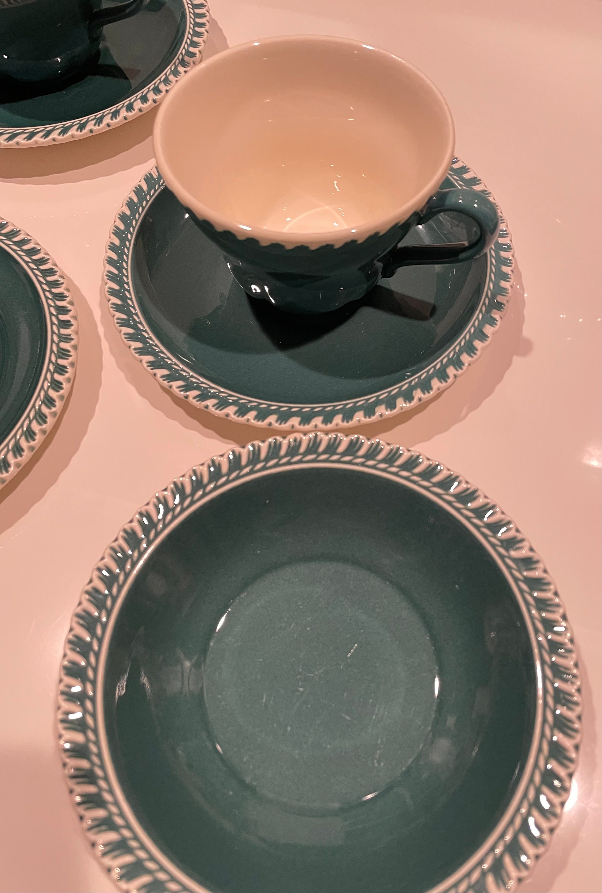 Vintage Harker Pottery Corinthian Dark Teal Pattern MCM, Made in USA - Etsy
