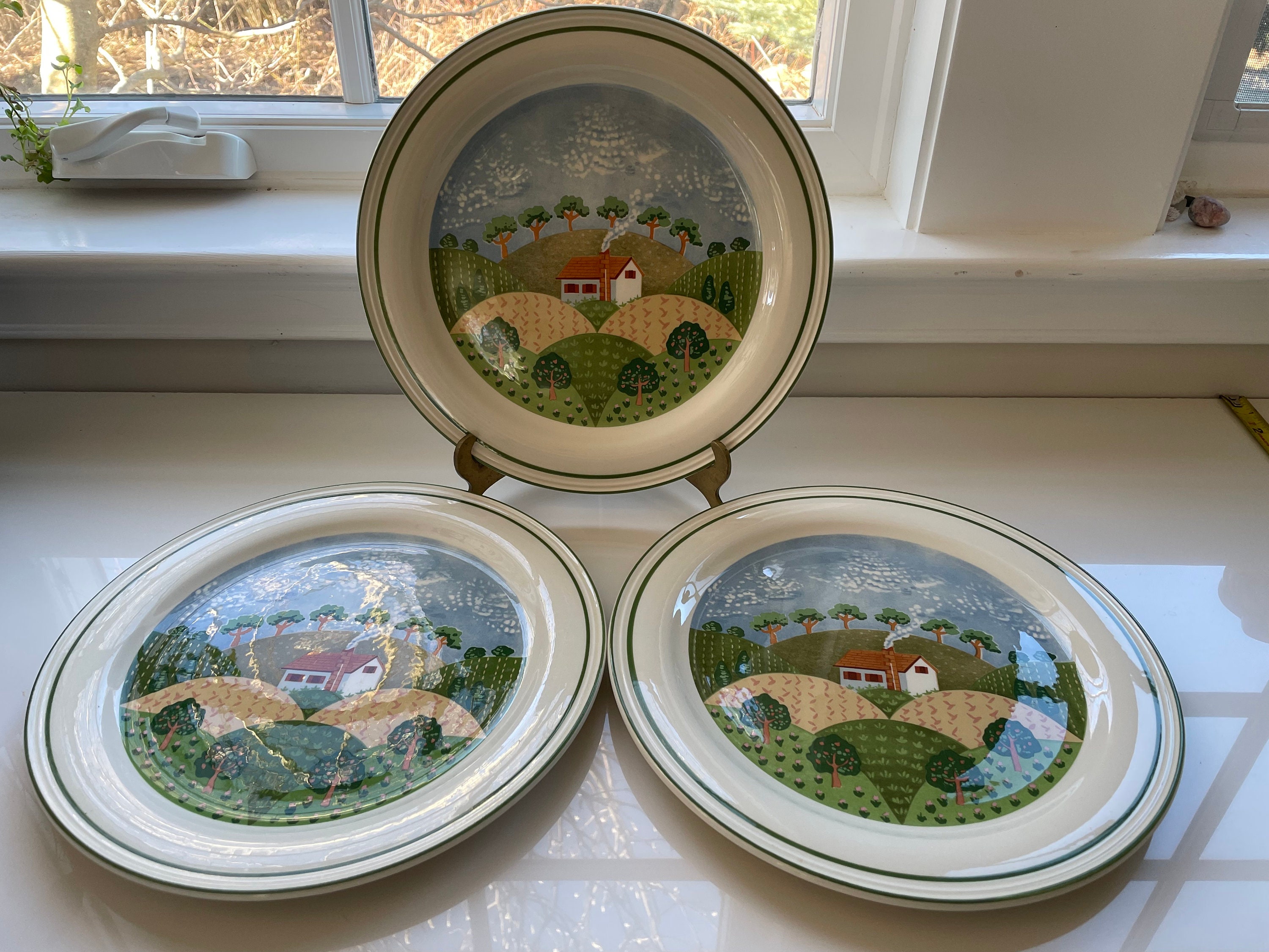 Sangostone Country Cottage Dinner Plates Set of 3 Made in Korea - Etsy