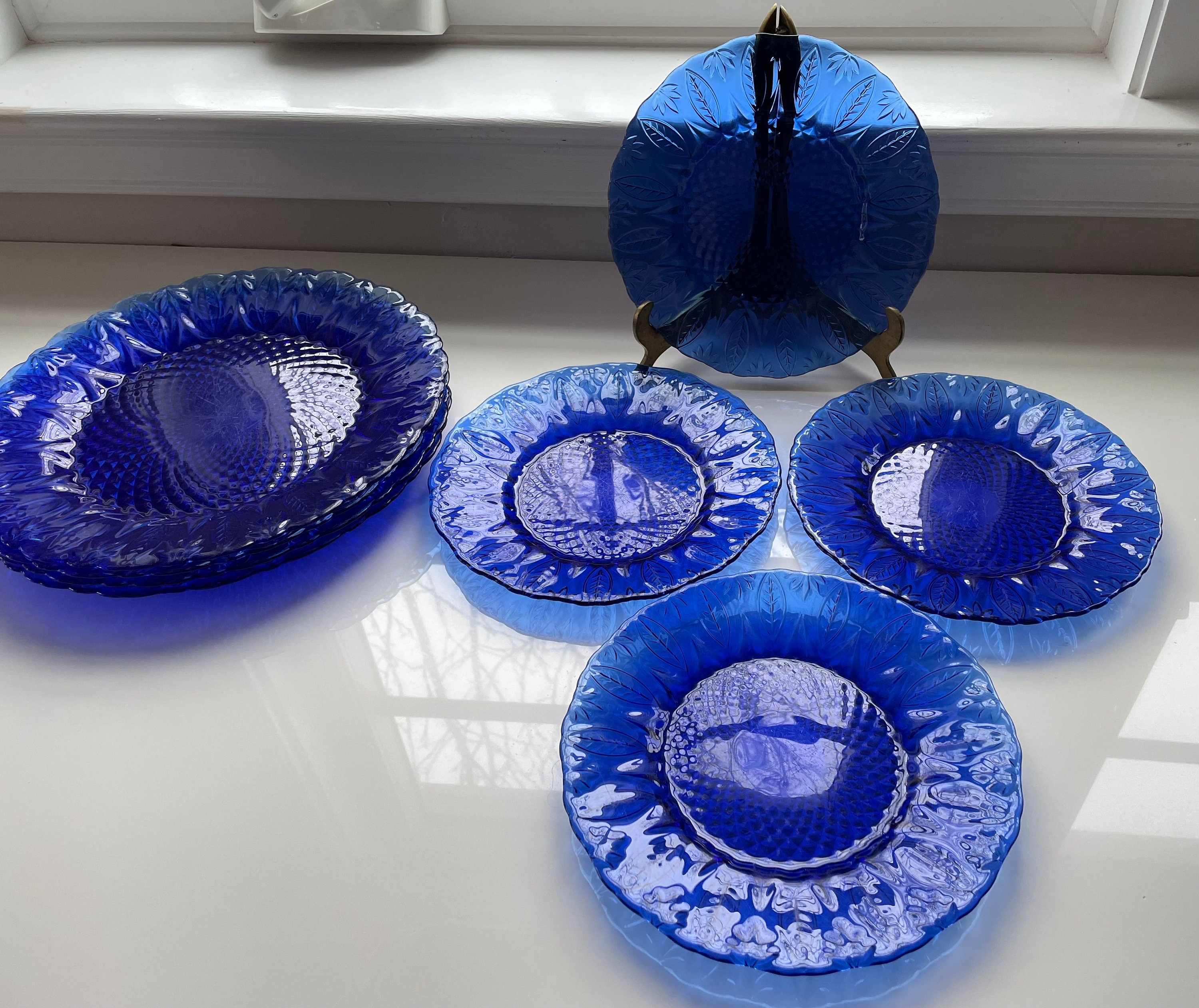 Avon Royal Sapphire Cobalt Blue Glass Made in France Dinner and Salad ...