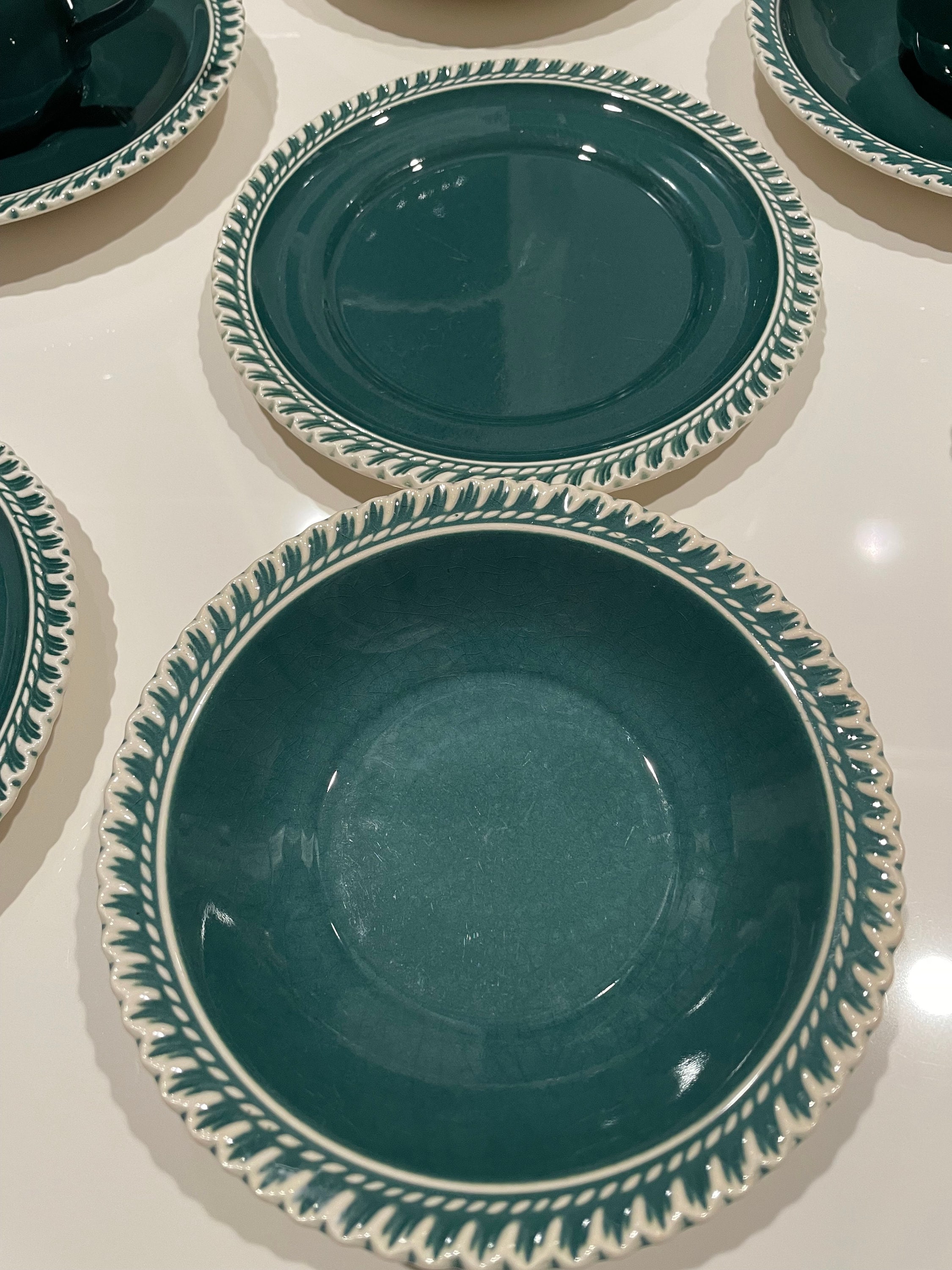 Vintage Harker Pottery Corinthian Dark Teal Pattern MCM, Made in USA - Etsy